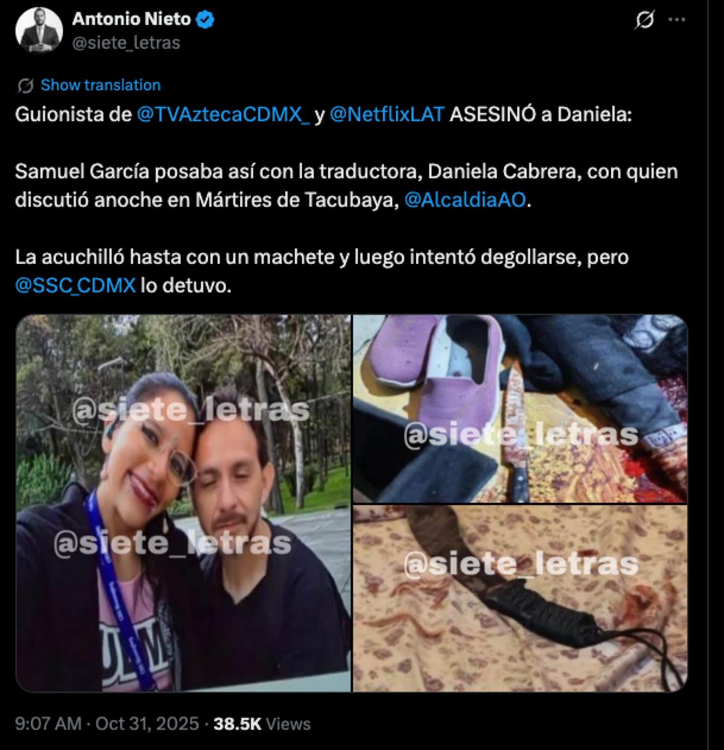Samuel García, guionista y feminicida de Daniela Cabrera, trabajó en La ...