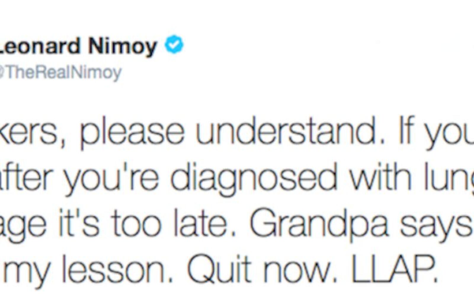 El urgente llamado de Spock para que sus seguidores dejen el cigarro ...