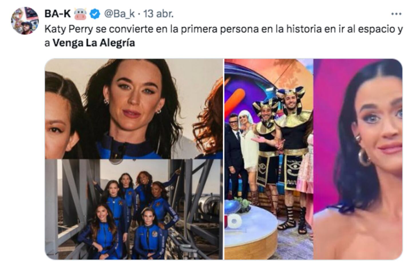 Katy Perry desata ola de memes tras viaje al espacio: “La primera en ir al espacio y a VLA ...